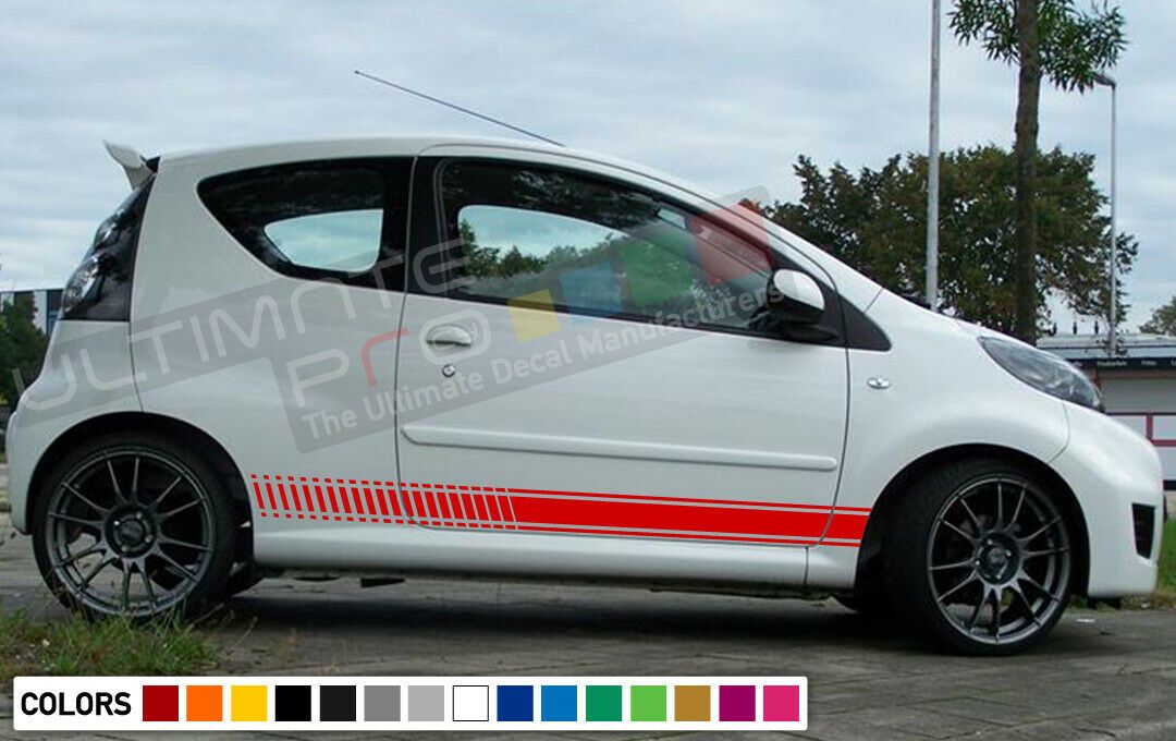 2x Decal Sticker Stripe Body Kit For PEUGEOT 107 Racing Mirror Handle ...