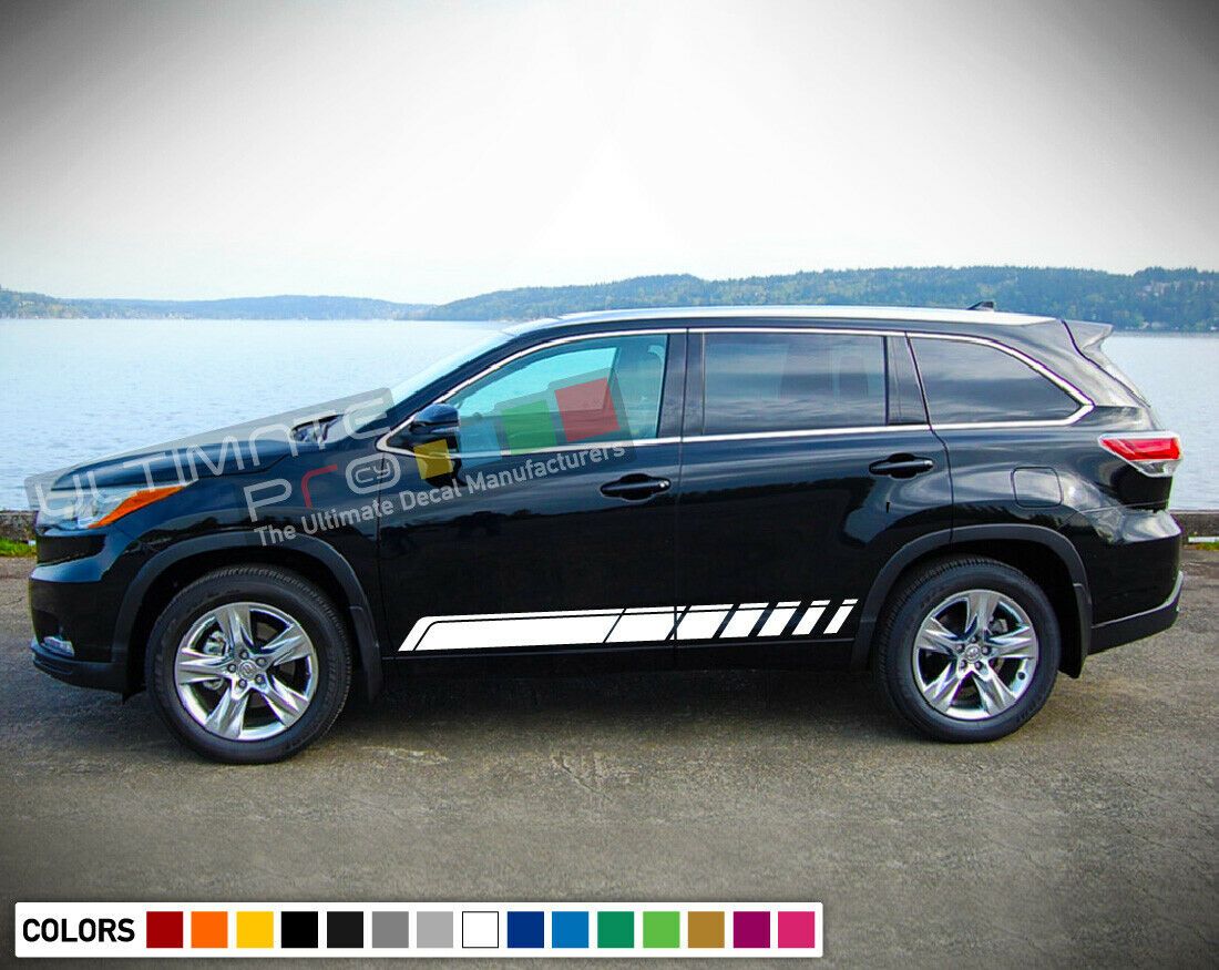 2x Side Stripe Decal Sticker Kit for Toyota Highlander 4x4 Off Road Sp ...