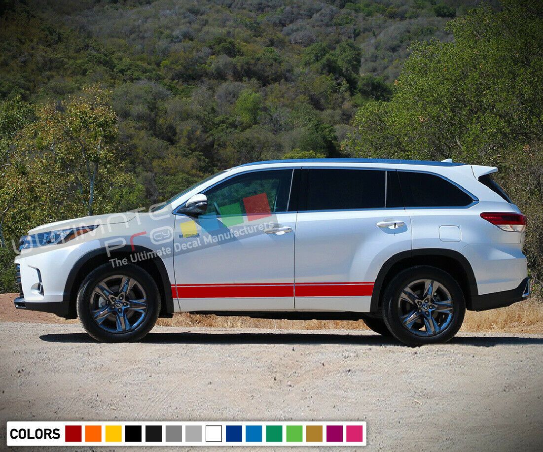 2x Side Stripe Decal Sticker Kit for Toyota Highlander SUV Roof Rack L ...