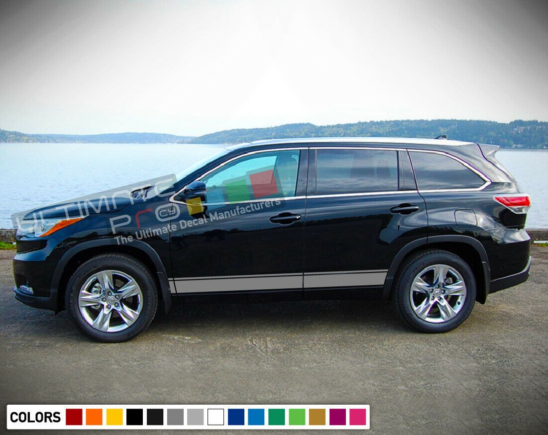 2x Side Stripe Decal Sticker Kit for Toyota Highlander SUV Roof Rack L ...