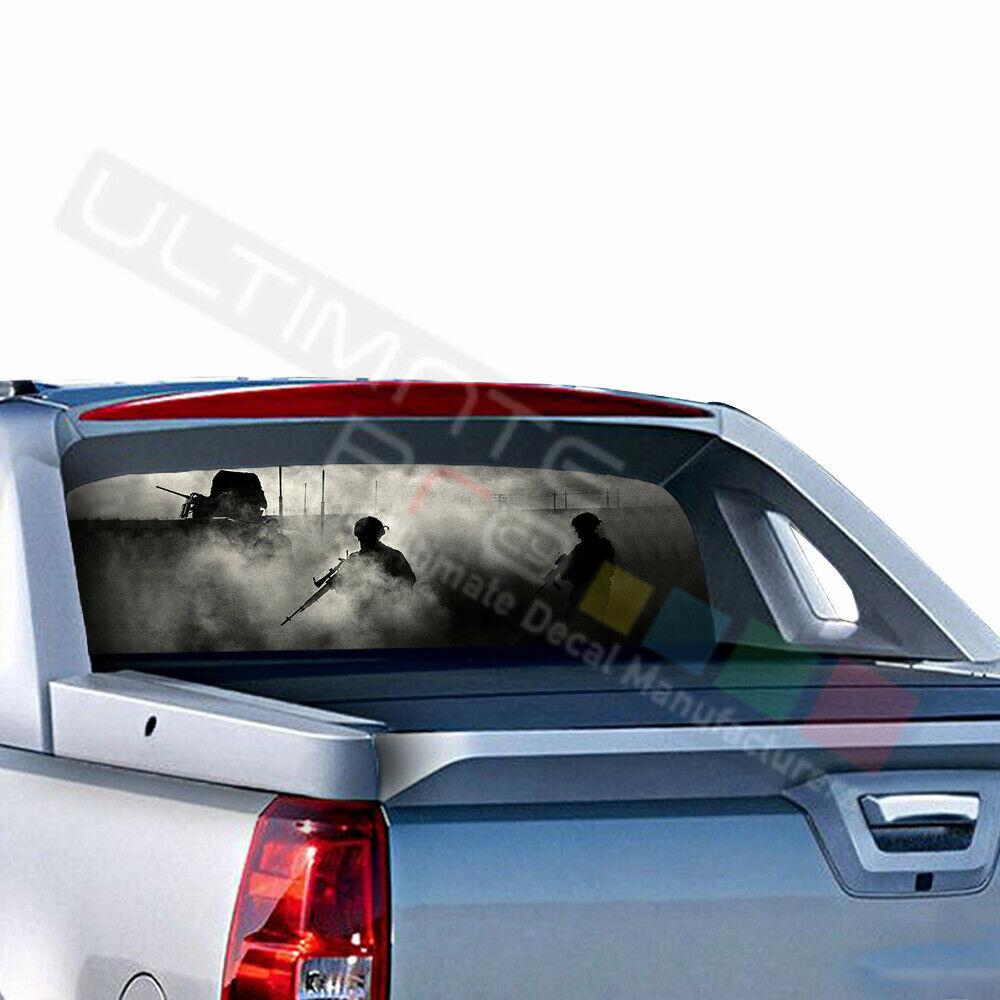 Army Designs Rear Window See Thru Sticker Perforated for Chevrolet Ava ...