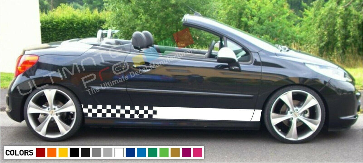 Decal sticker Stripe kit For PEUGEOT 207 cc Graphics door bumper arm r ...