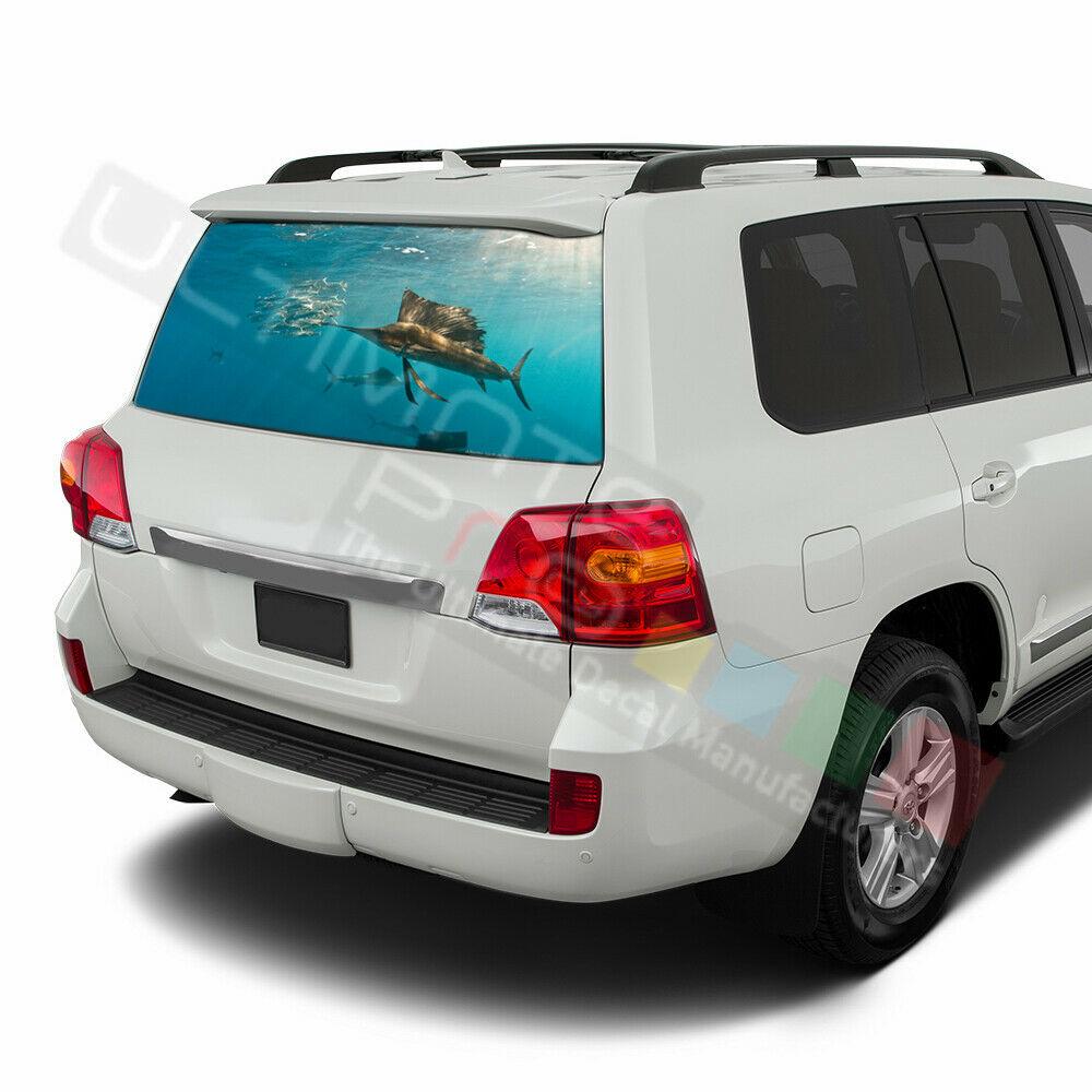 Fishing Decals Window See Thru Stickers Perforated for Toyota Land Cru ...