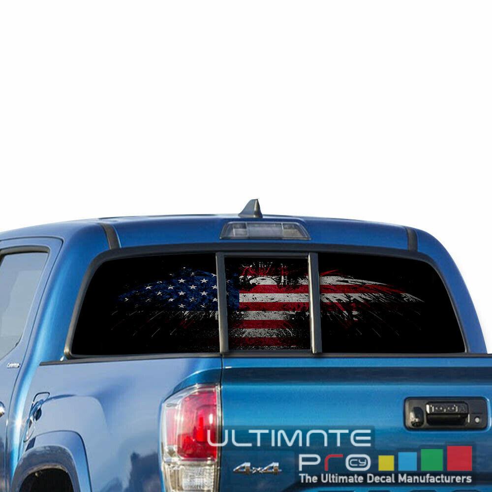 Flags Decals Window See Thru Stickers Perforated for Toyota Tacoma 201 ...