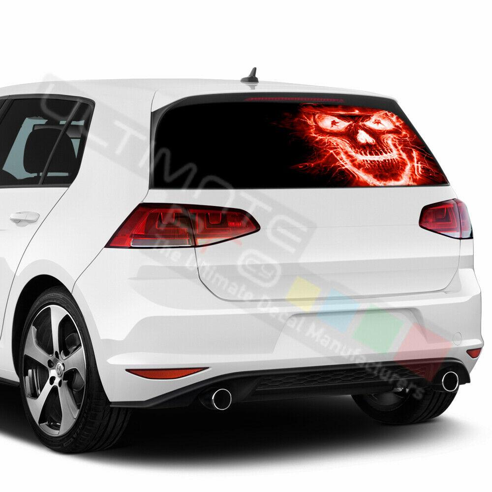 Skulls Decals Window See Thru Stickers Perforated for Volkswagen Golf ...
