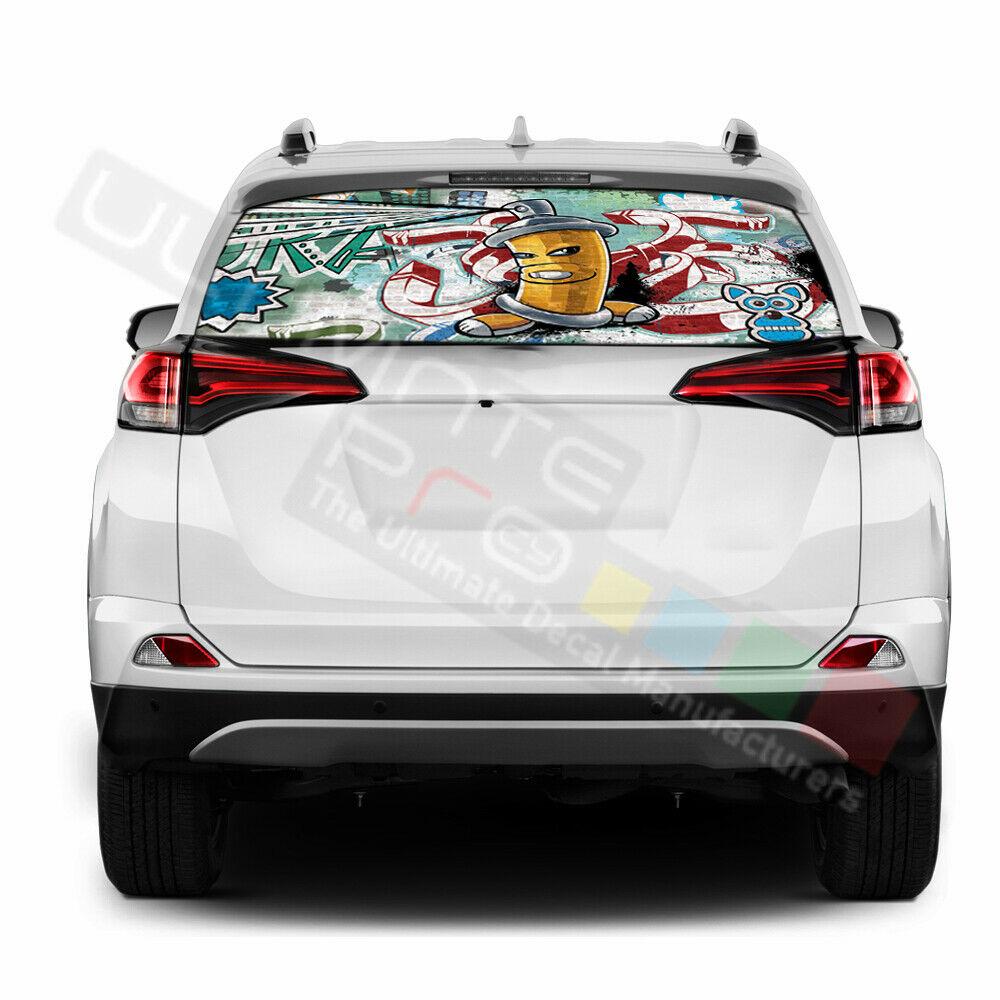 Sticker Bomb Skin Window See Thru Stickers Perforated for Toyota RAV4 ...