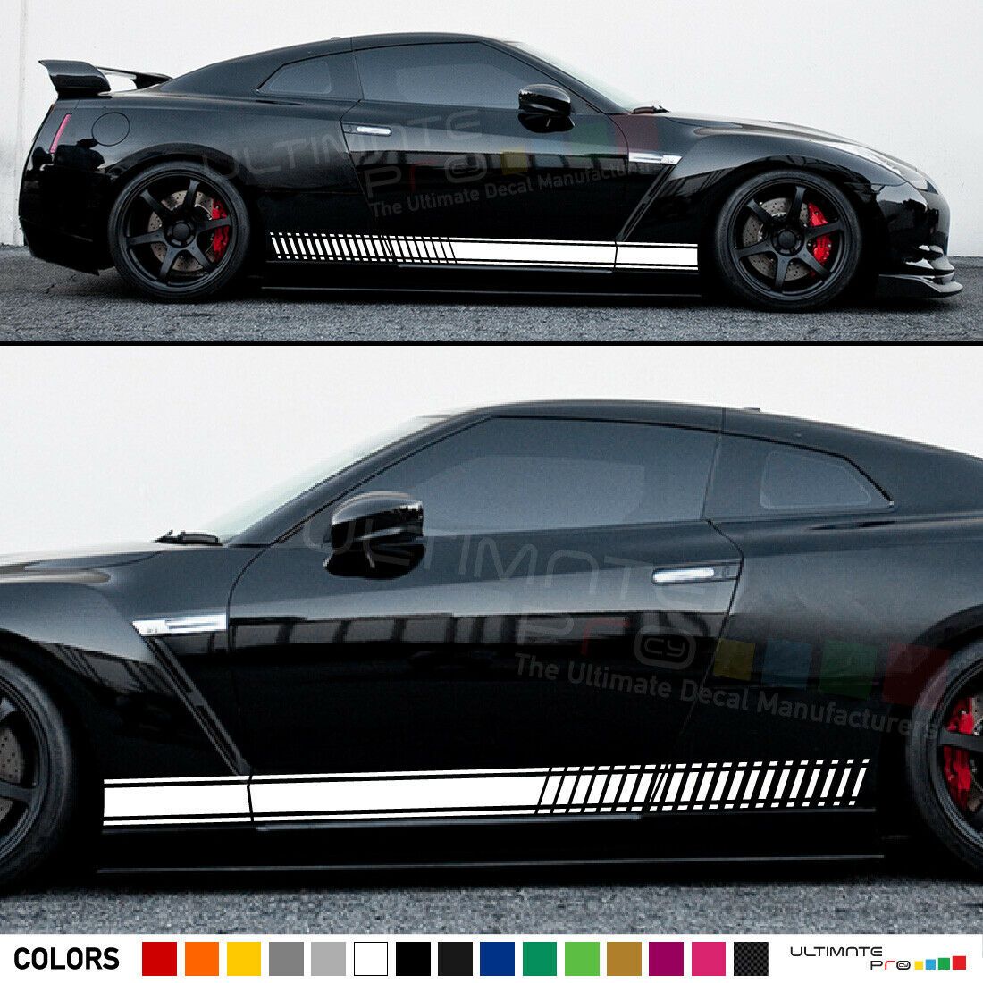 Sticker Decal Stripes for Nissan GTR R35 Carbon Spoiler Grille Body Ki ...