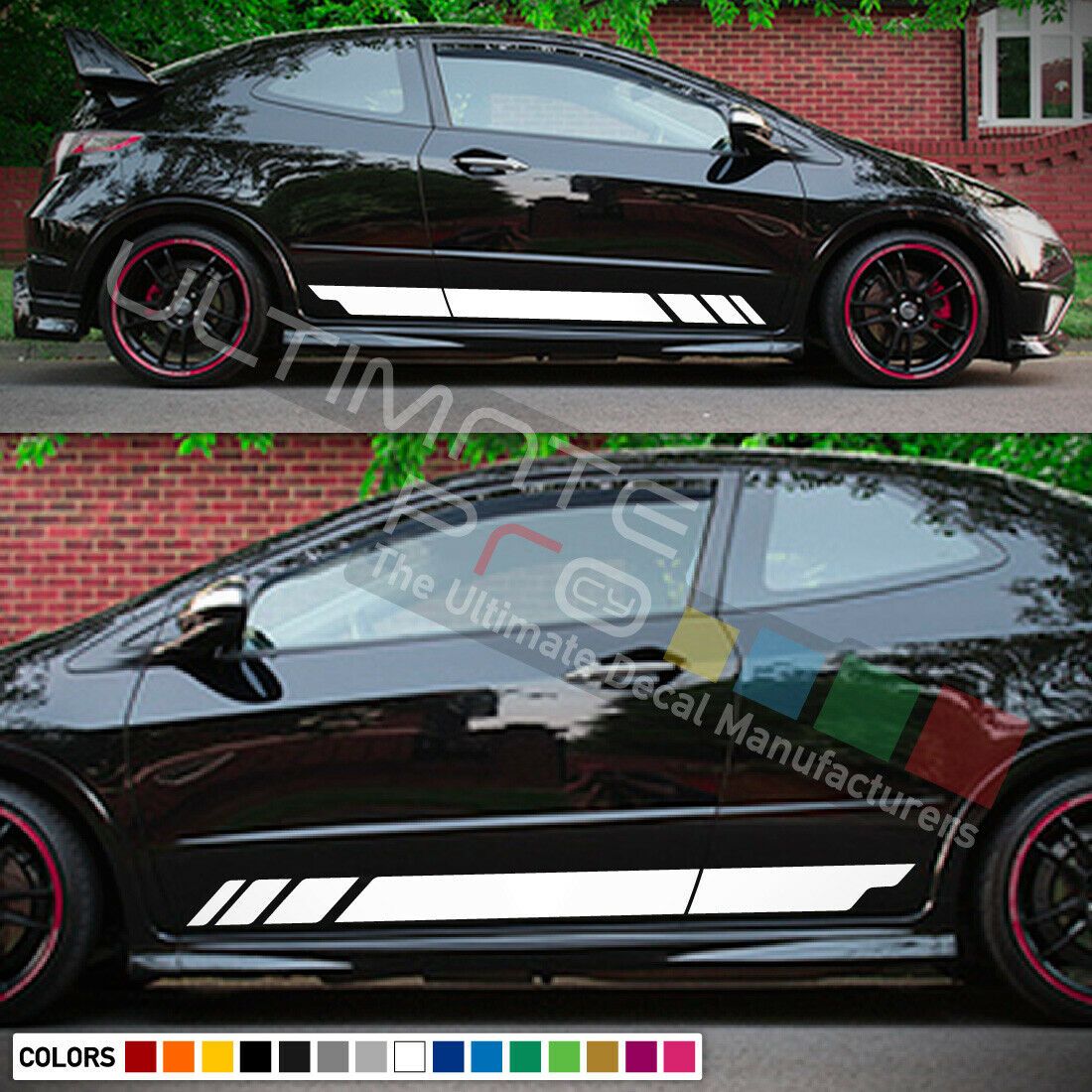 Sticker Decal Vinyl Side Door Stripes for Honda Civic FN2 Sport decals ...