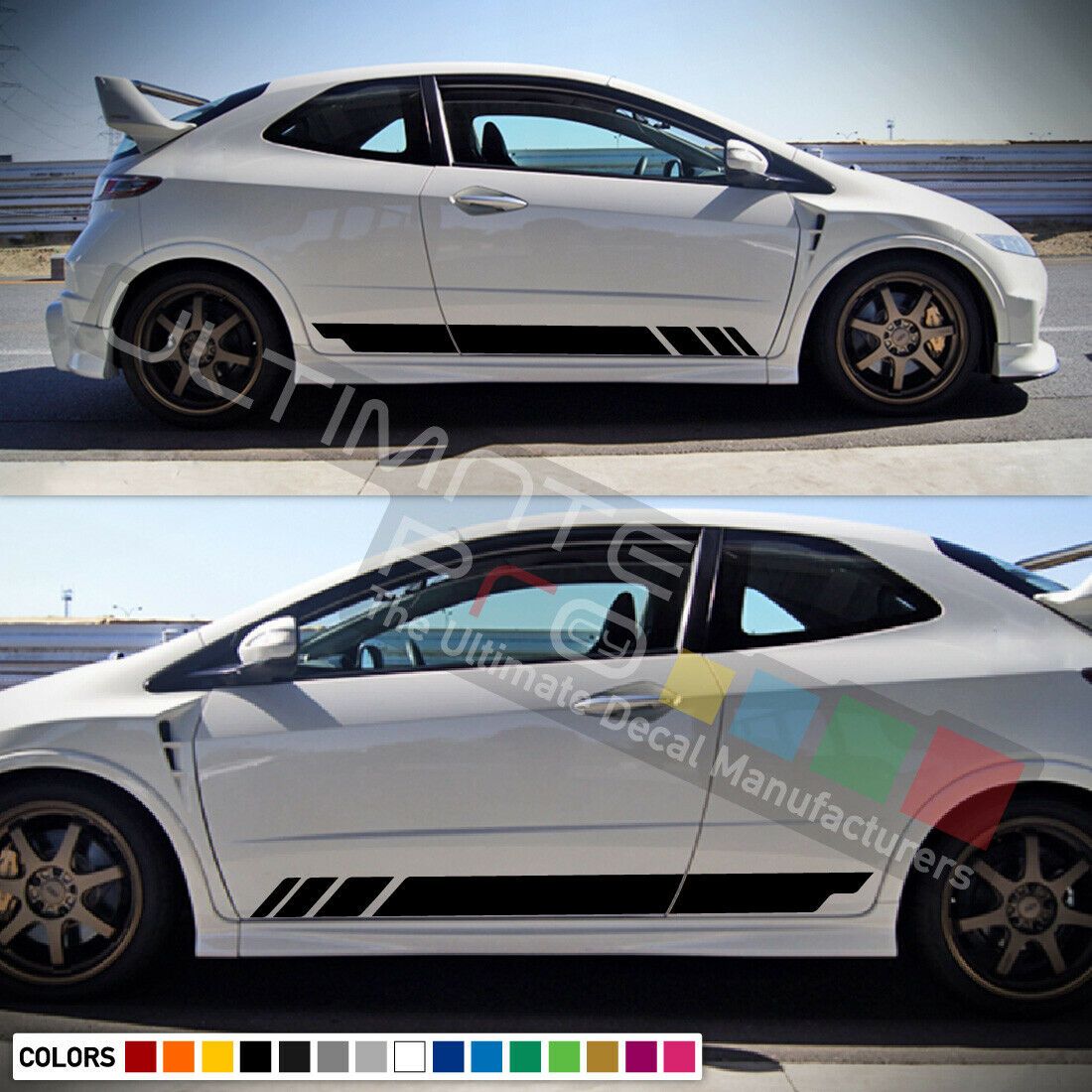 Sticker Decal Vinyl Side Door Stripes for Honda Civic FN2 Sport decals ...