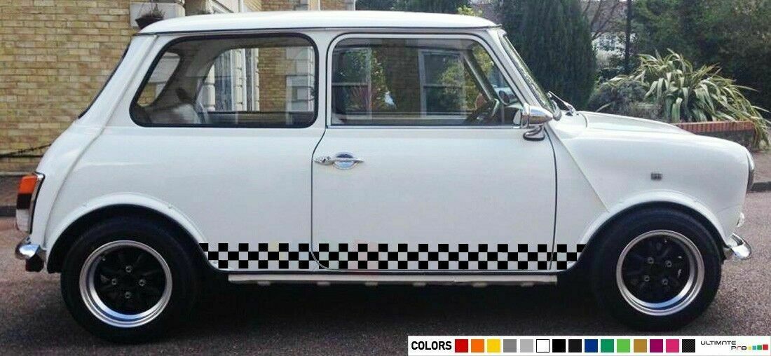 Sticker Stripe for Classic mini cooper bonnet mirror hood front Cheque ...