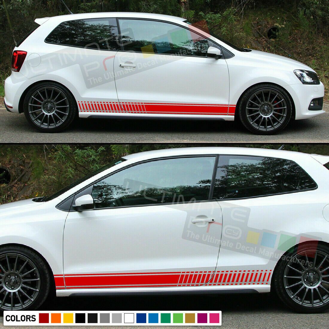Stickers Decal for VW Volkswagen Polo Stripe body kit Door Handle Guar ...